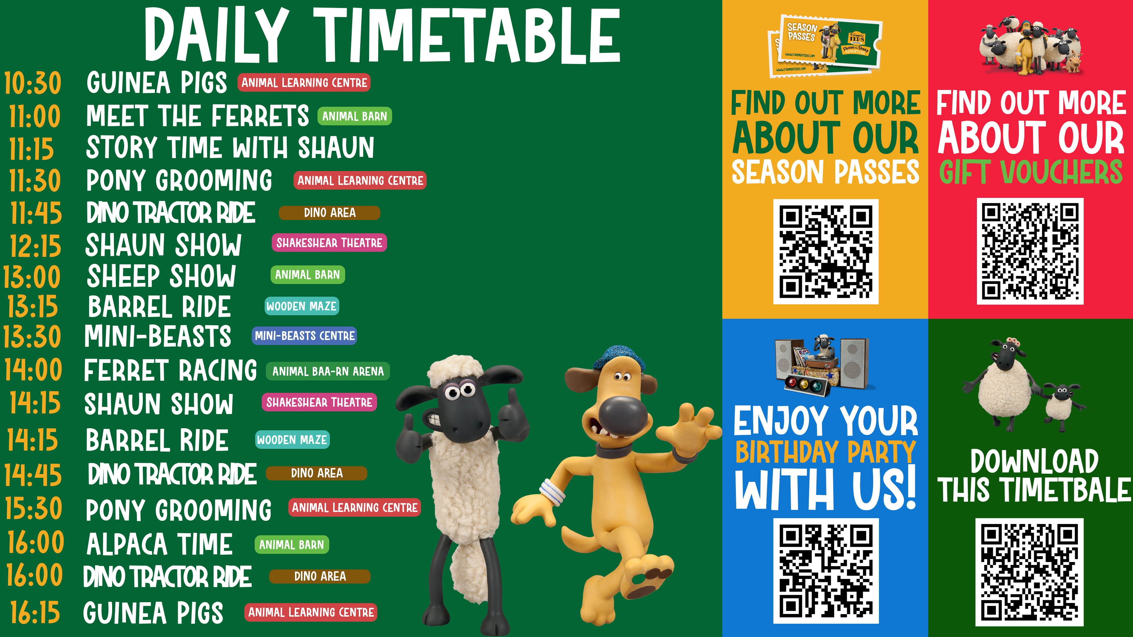 Activity Timetable | Farmer Teds